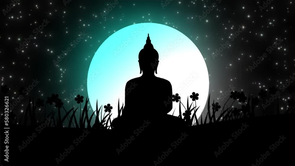 Black silhouette Buddha Animation Background, Buddha Meditation ...
