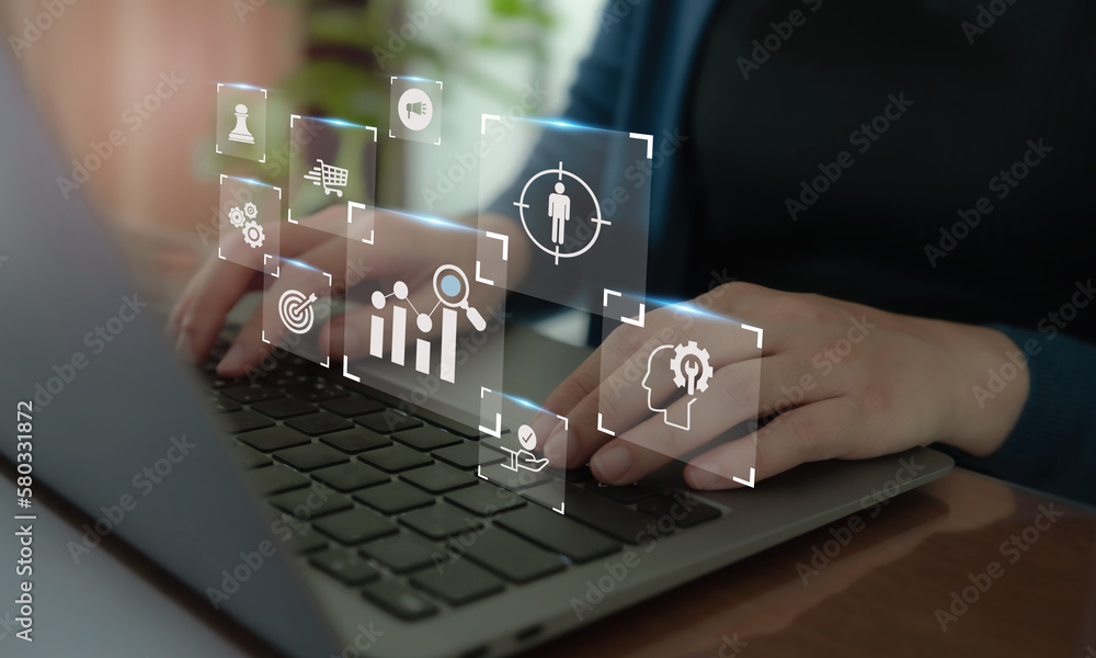 Predictive analytics, data visualization, business forecasting concept ...