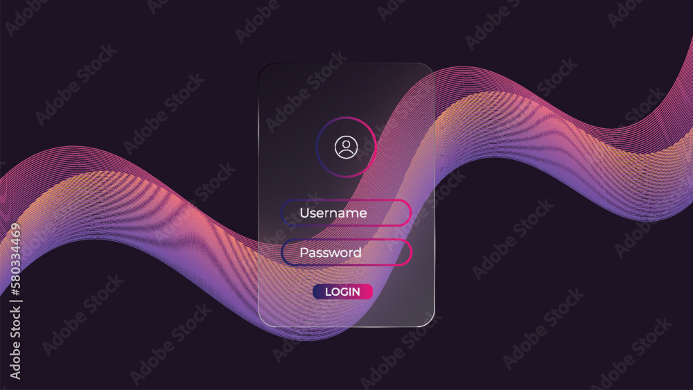 Website landing page template in glassmorphism style. Horizontal ...