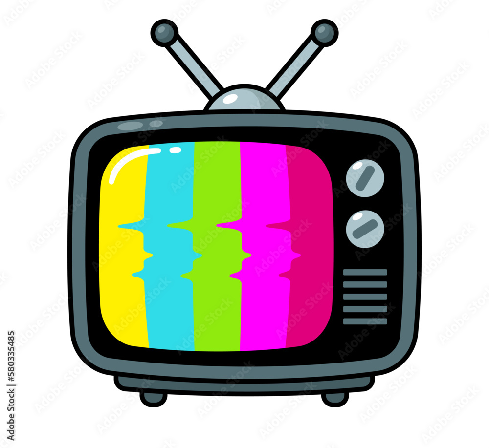 Cartoon TV set with no signal Stock Vector | Adobe Stock