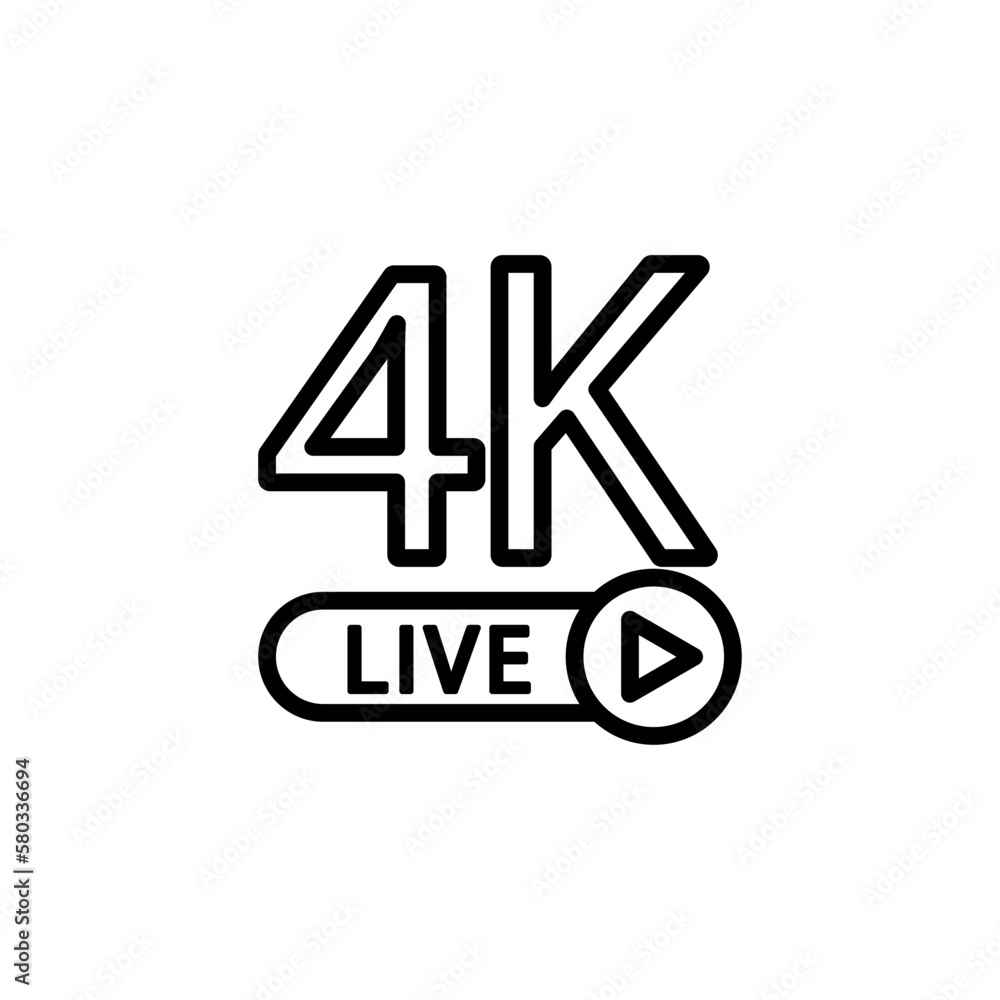 4K Live Streaming icon for app web logo banner poster icon - SVG File ...