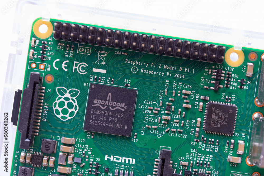 printed circuit board with processor - Raspberry Pi 2 Model B V1.1 - IO ...