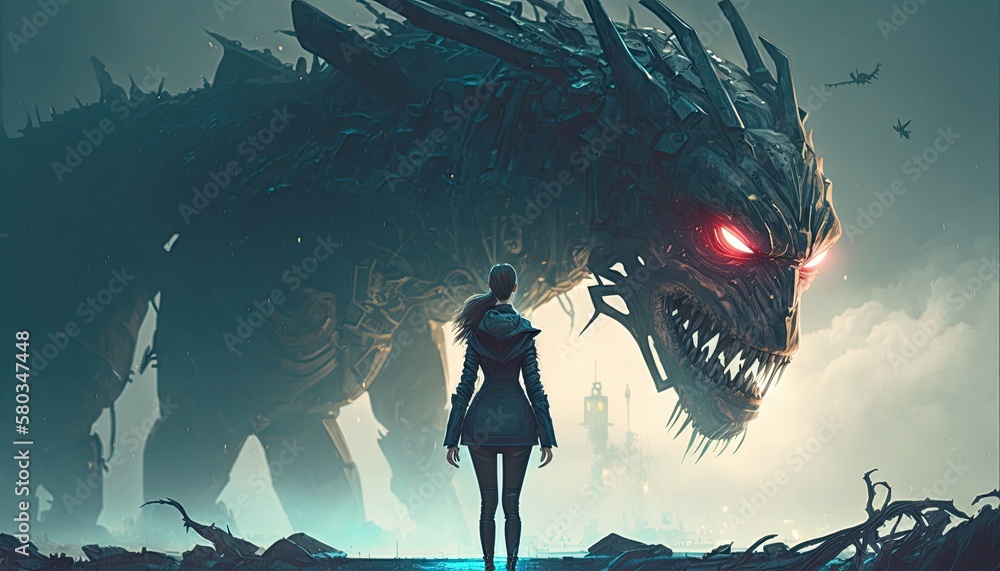 Cyborg Heroine Battles Digital Beast: The Human vs Artificial ...
