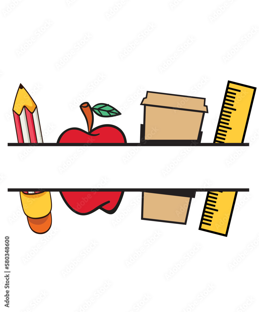 Teacher apple crayon name frame custom monogram svg, teacher name svg ...
