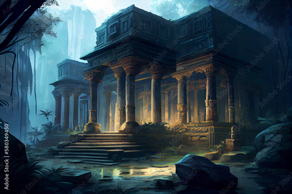 Ancient Ruins A forgotten city filled with hidden treasures dark ...