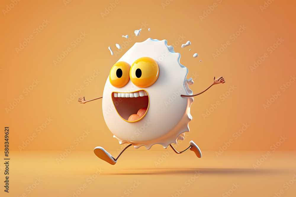Cute Running Cartoon Egg Character (Generative AI) Stock Illustration ...