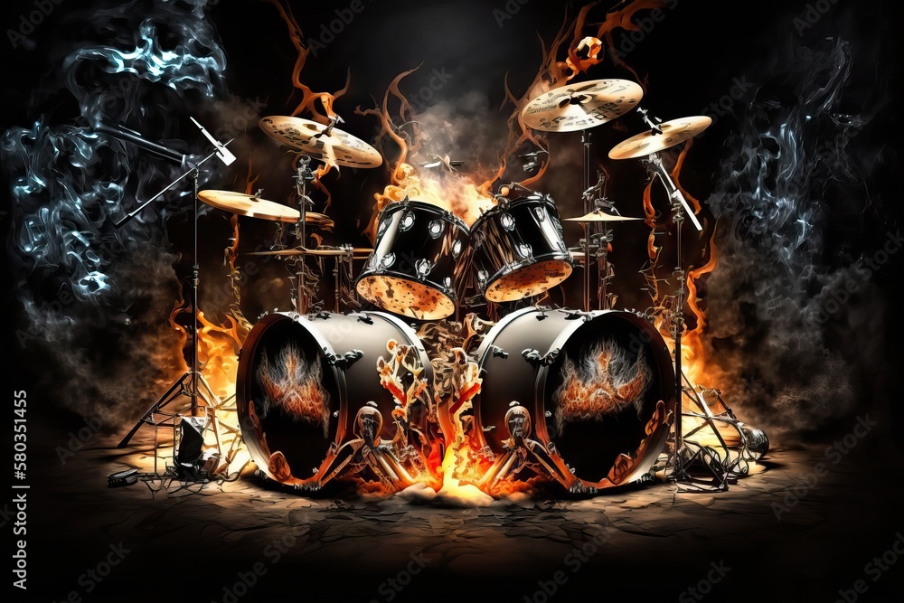 Heavy metal drums blazing like the fires of hell, lightning crackling ...