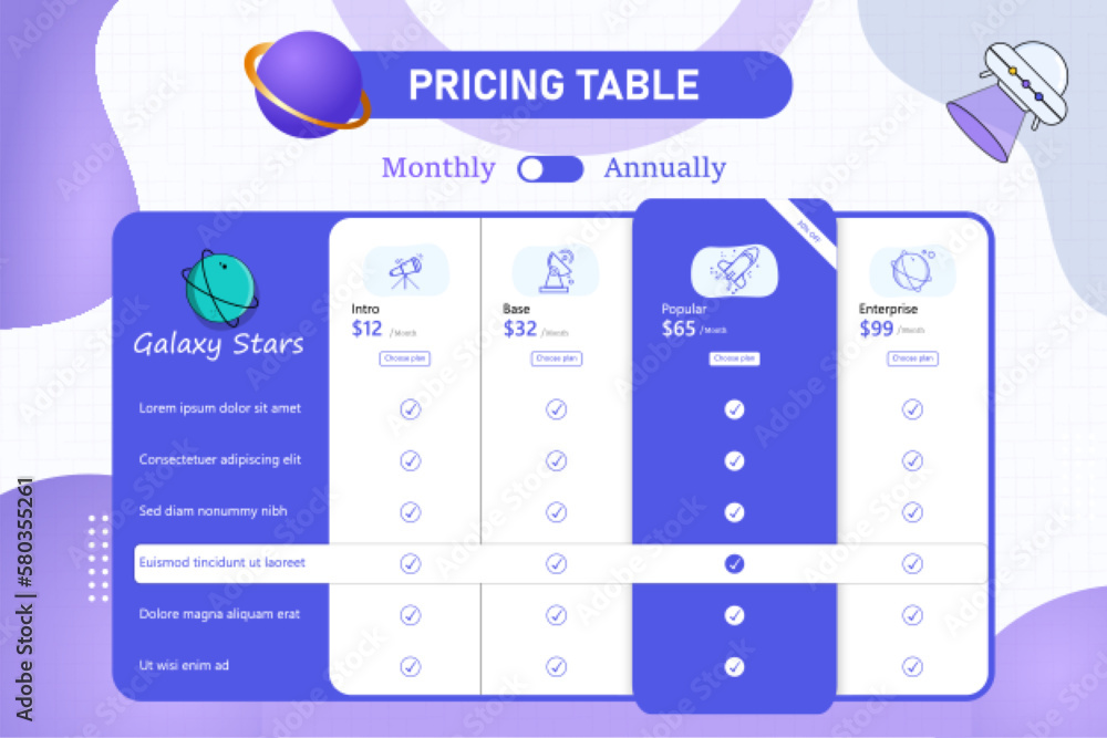 4 Plan Pricing Table Template Design, Comparison table. Price chart ... 4 Plan Pricing Table Template Design, Comparison table. Price chart ...