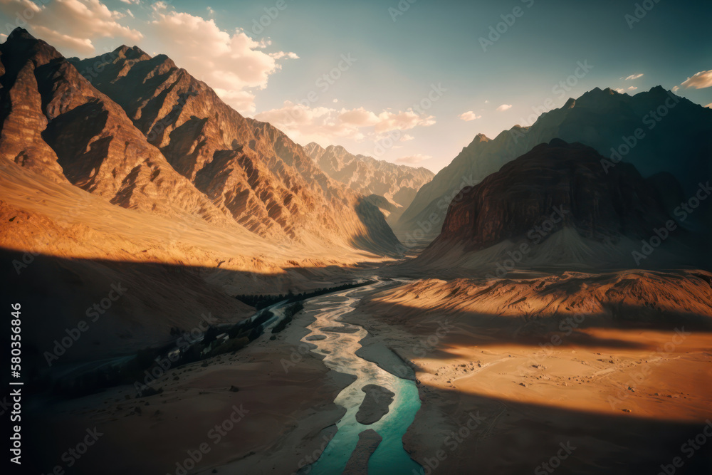 Generative AI illustration image of stunning desert valley landscape ...