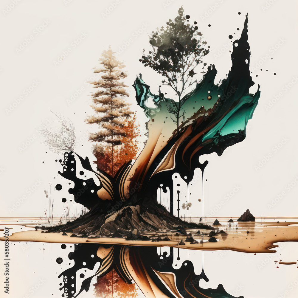 Generative AI illustration image of new naturalism landscape image ...