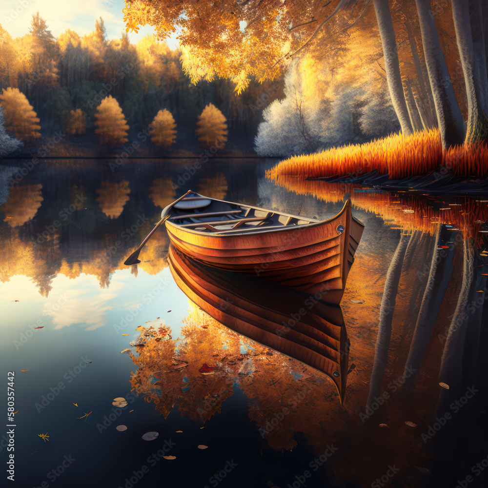 Generative AI illustration image of stunning Autumn Fall landscape ...