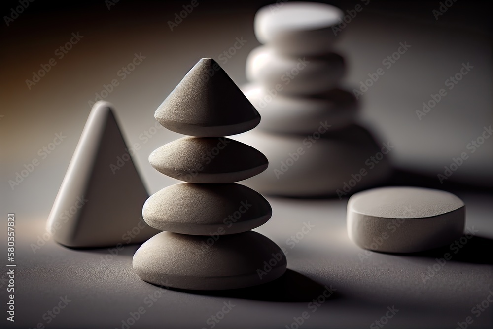 Stones Pyramid shape stacked in the forest. stack of stones forming ...