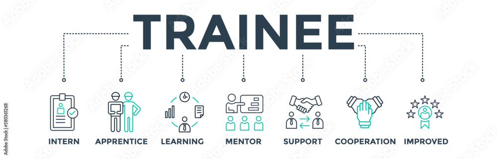 Trainee banner web icon vector illustration concept for apprenticeship ...