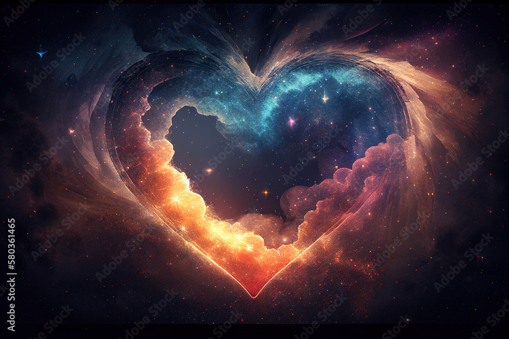 Heart shape background in cosmos, universe Stock Illustration | Adobe Stock