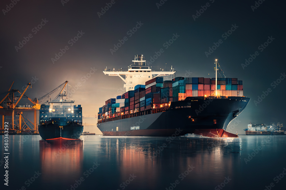 Business logistic import export transport sea freight with copy space ...