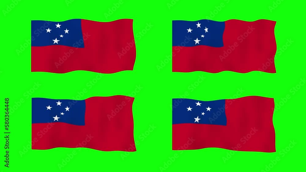 Samoa Waving Flag 2D Animation on Green Screen Background. Looping ...
