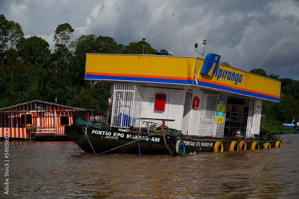 Floating gas service station, petrol station selling diesel, gasoline ...