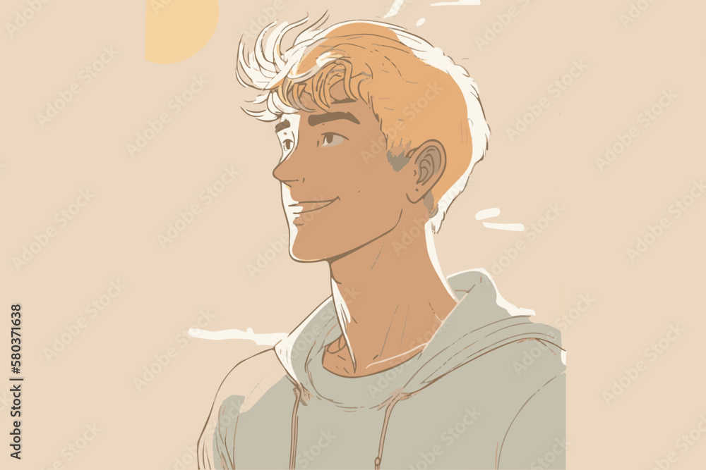 Vetor de Happy man. Cheerful young guy. Vector illustration of cartoon ...
