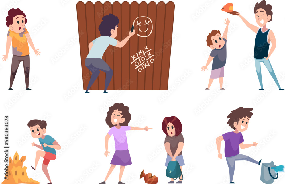 Bad Behaviour kids. The children are dirty and doing bad things ...