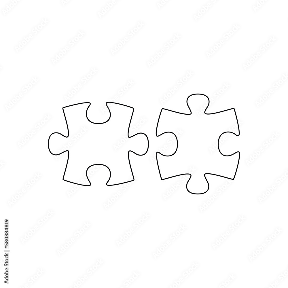 Two puzzle pieces icon one line continuous drawing. Vector illustration ...