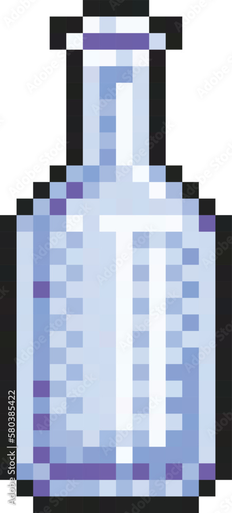 Empty glass bottle pixel art with transparent background Stock Vector ...