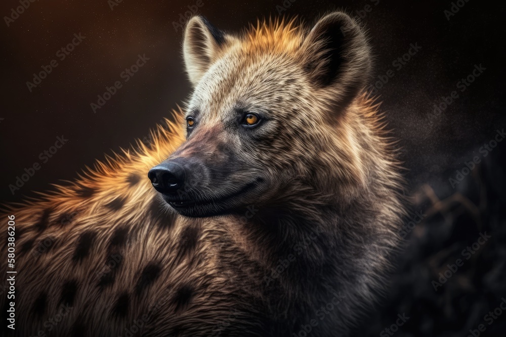 Hyena, detail portrait. Spotted hyena, Crocuta crocuta, angry animal ...