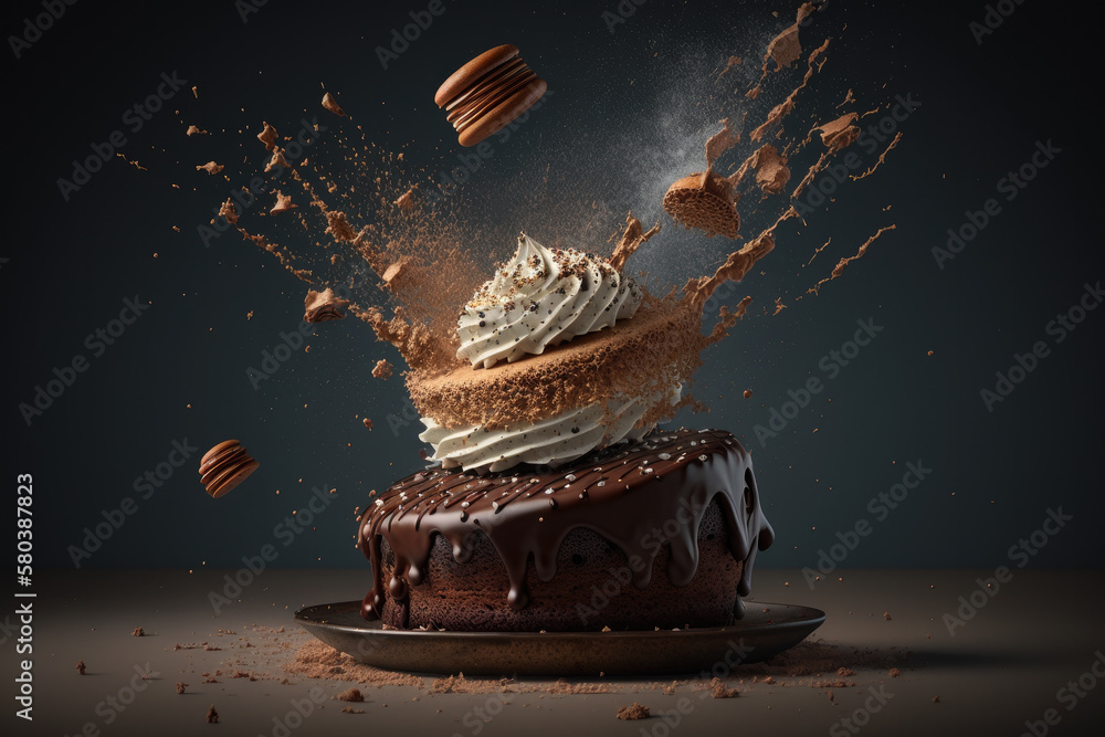 birthday cake created with Generative AI technology Stock Illustration ...