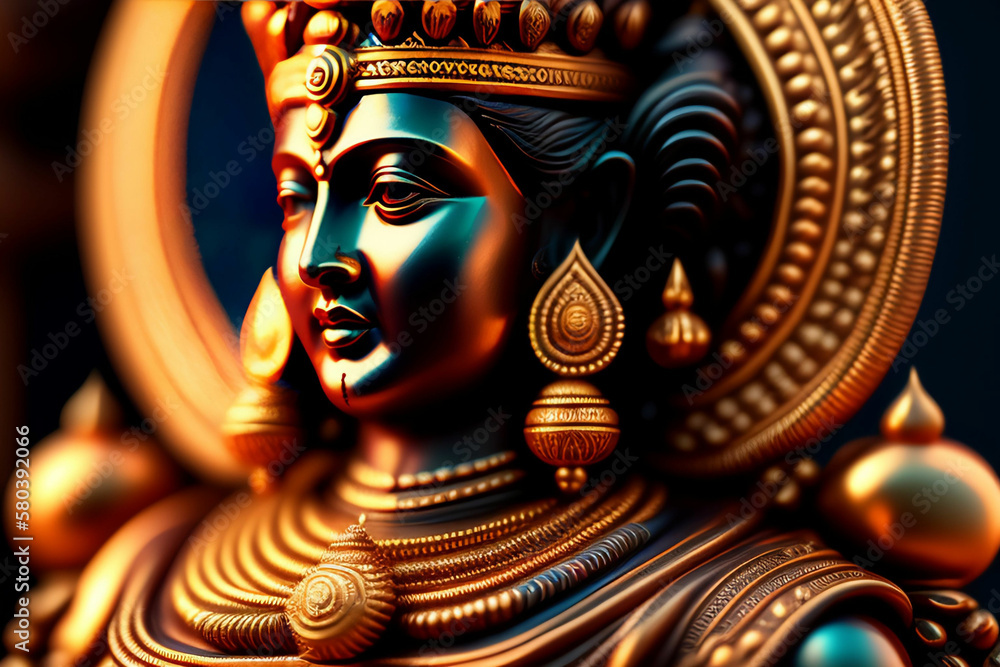 hindu god shiva buddha statue in golden crown golden Statue of Lord ...