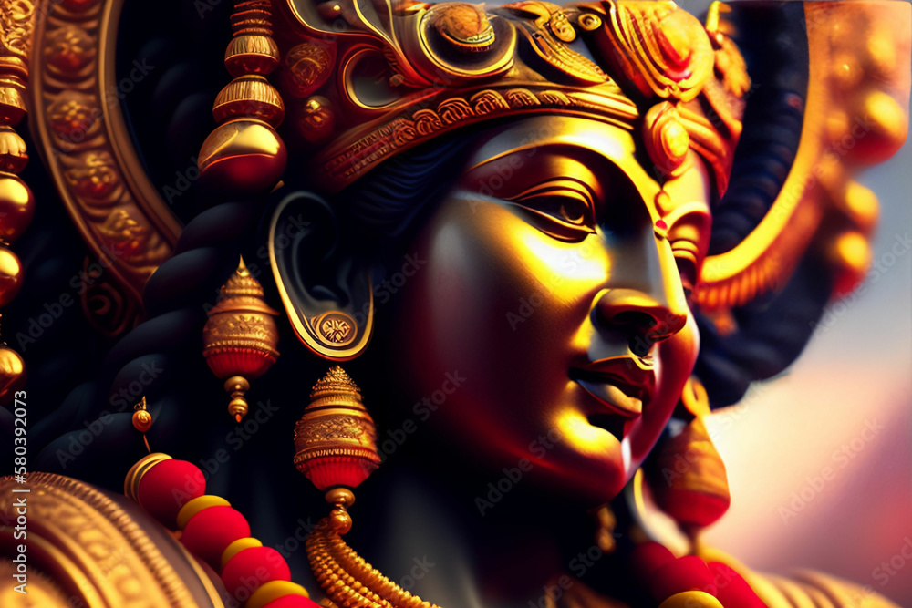 hindu god shiva buddha statue in golden crown golden Statue of Lord ...