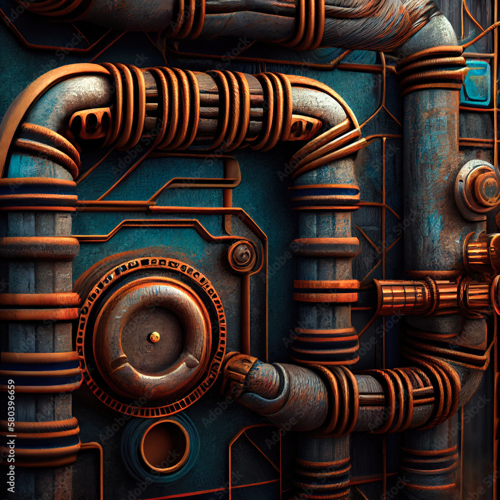 steampunk pipes background, ai generation Stock Illustration | Adobe Stock