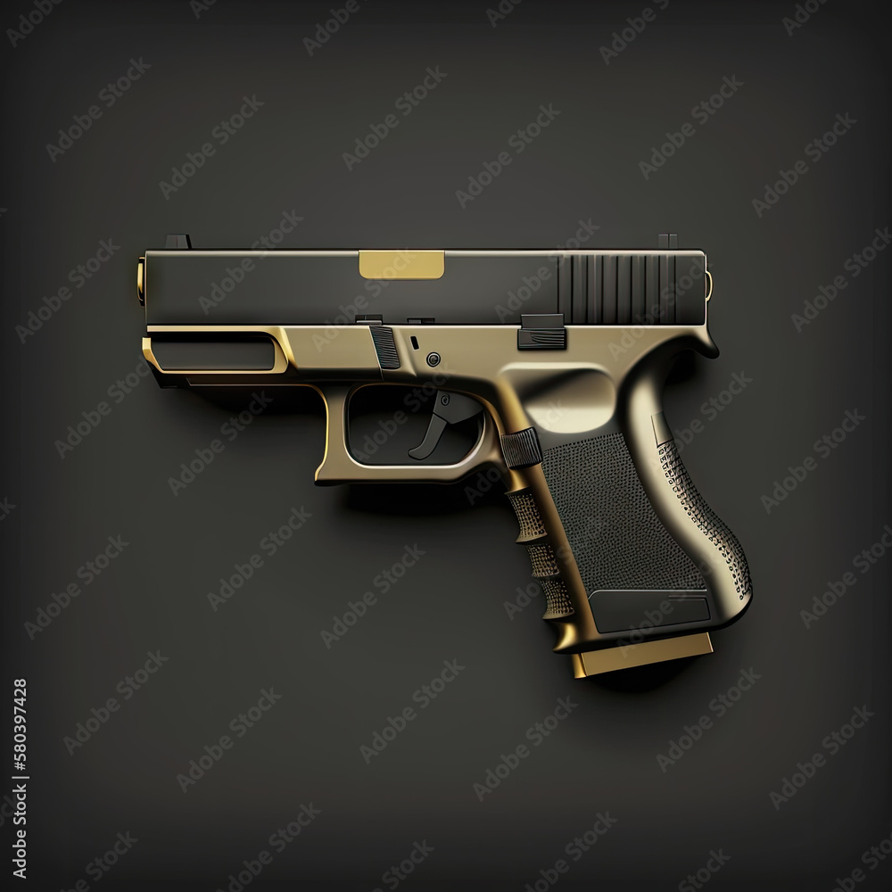 Pistol Gold and Black Style - Handguns Backgrounds Series - Golden ...
