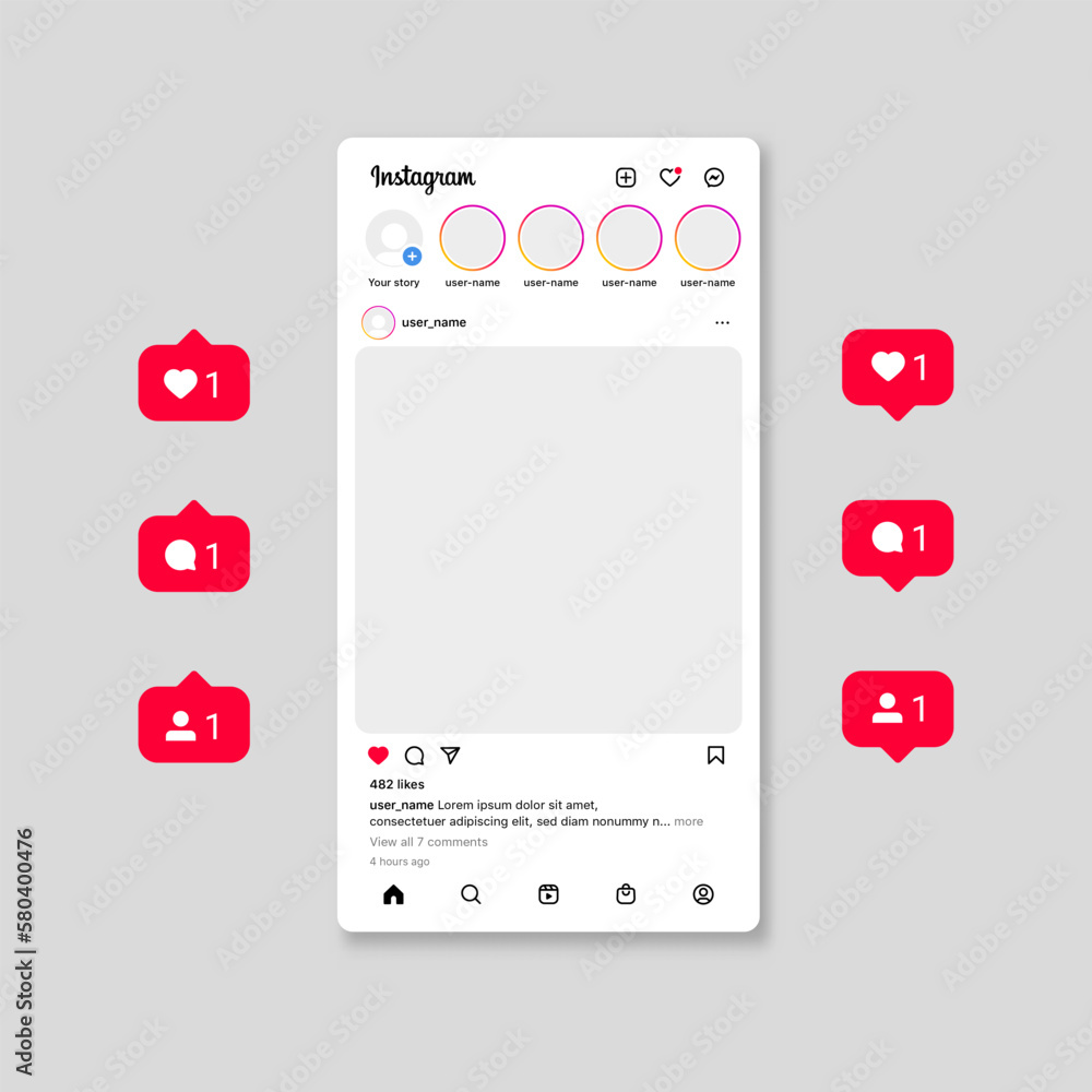 instagram post frame mockup template. social media and social network ...