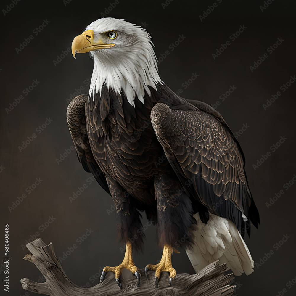 American bald eagle full body detail portrait, side view. Generative AI ...