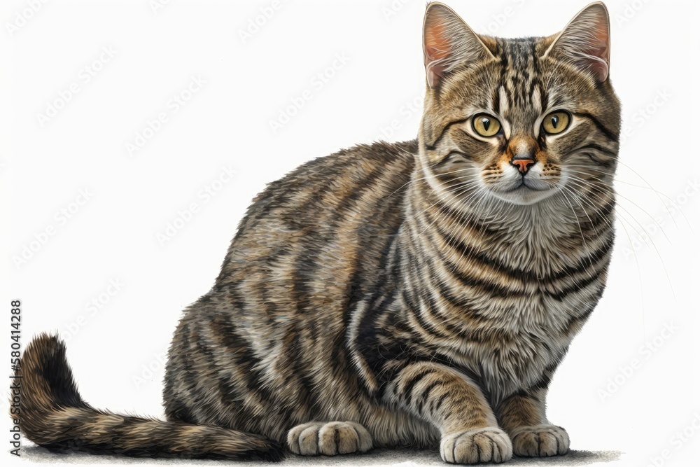 Realistic drawing of a cat (Felis silvestris catus) for a pet ...