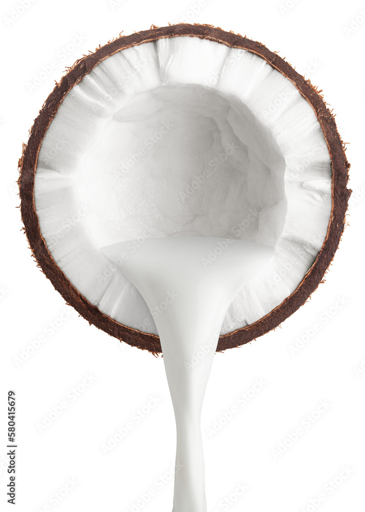 Coconut milk, isolated on white background, full depth of field Stock ...