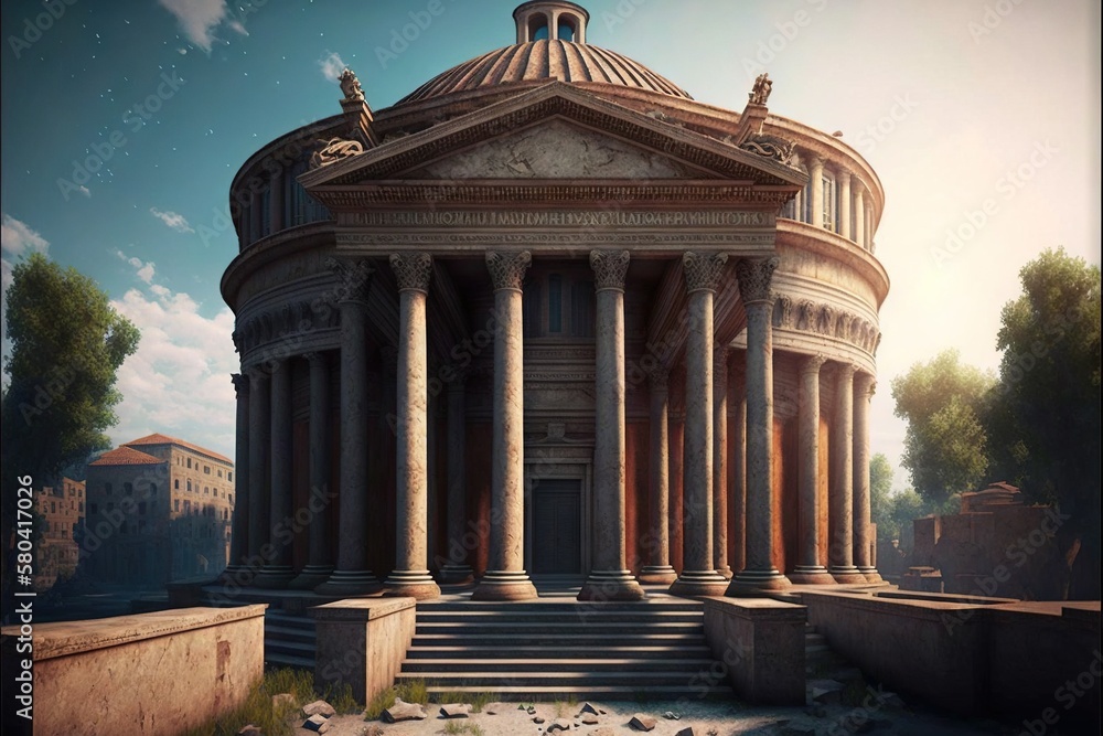 Beautiful and monumental architecture in the classical style of past ...