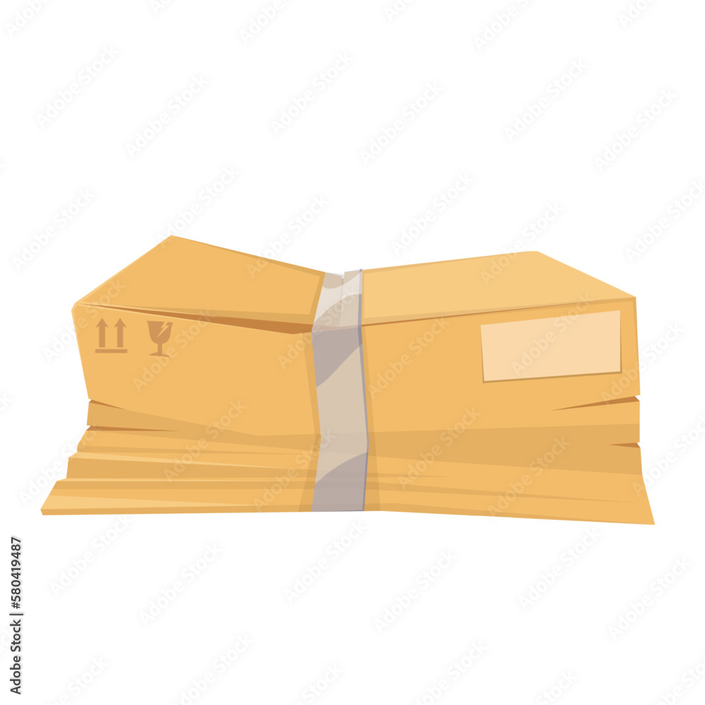 Damaged broken wrinkled box vector illustration. Cartoon isolated ...