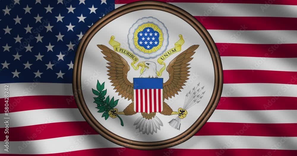 American Flag and National Symbol of Bald Eagle. 4K video, flag is ...