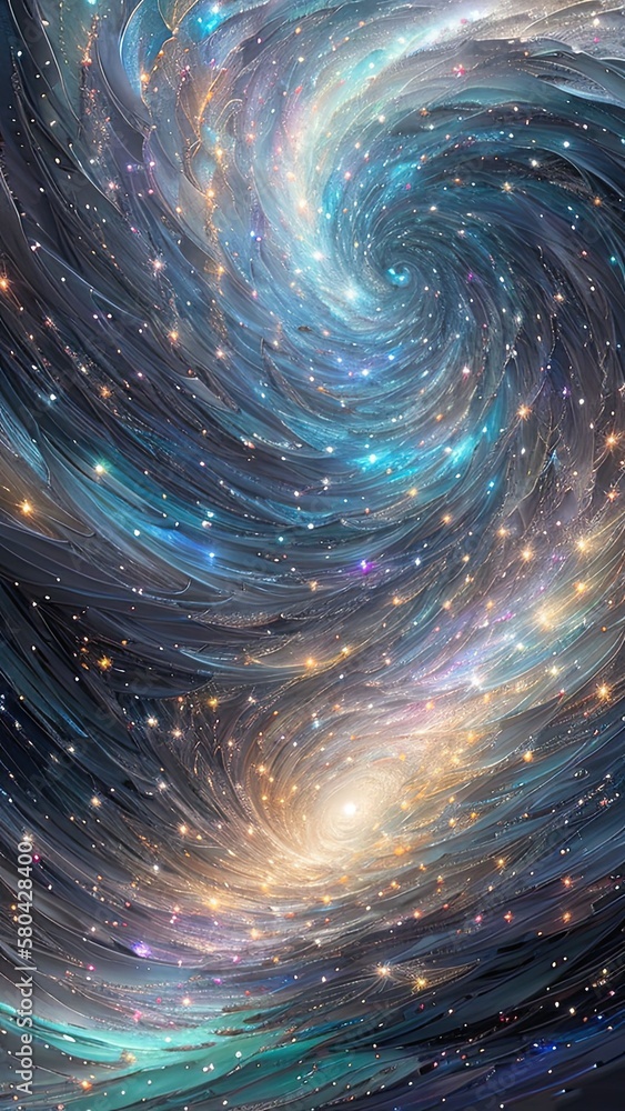 Starry Tempest, A night sky alive with swirling storms, A tempest of ...