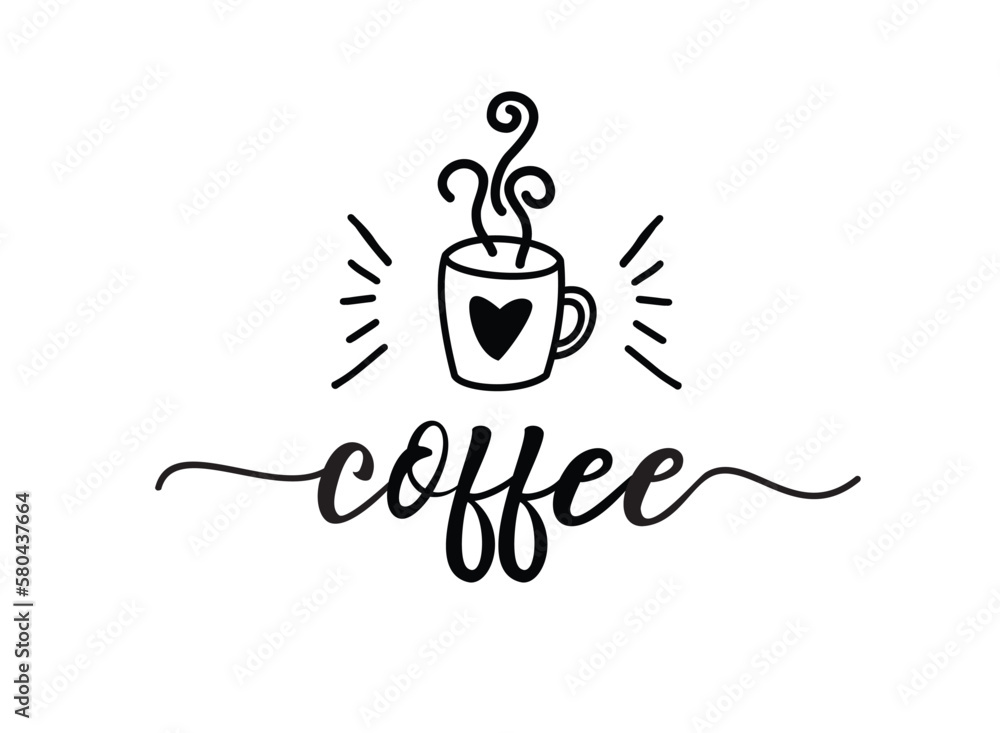 Coffee. Vector logo word. Design for poster, flyer, banner, menu cafe ...