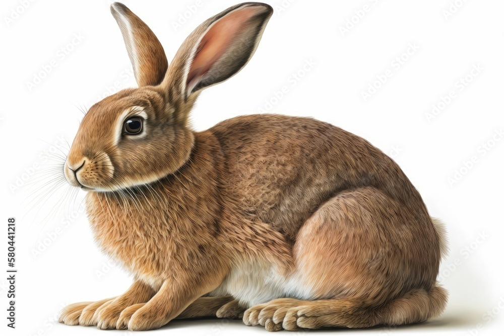 Hare (Lepus), cute funny Easter bunny, realistic drawing, illustration ...