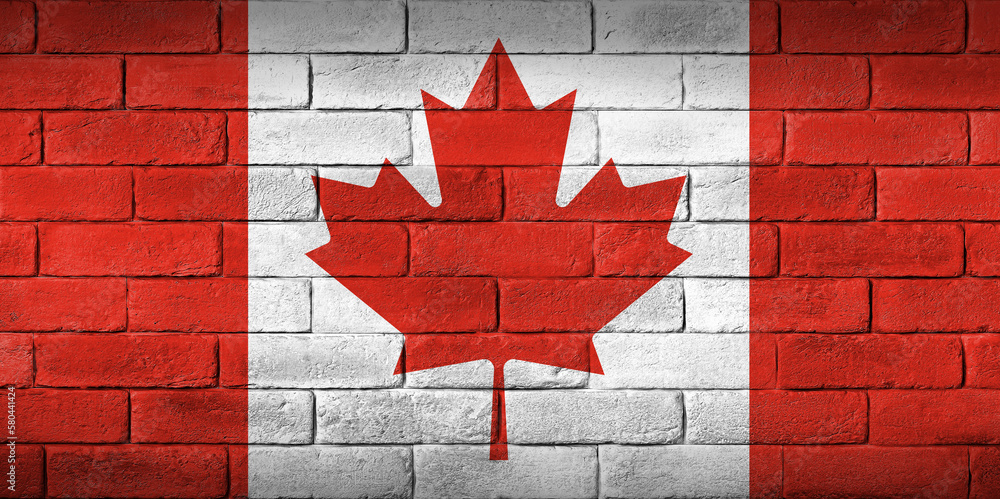 Canadian flag painted on a brick wall Stock Illustration | Adobe Stock