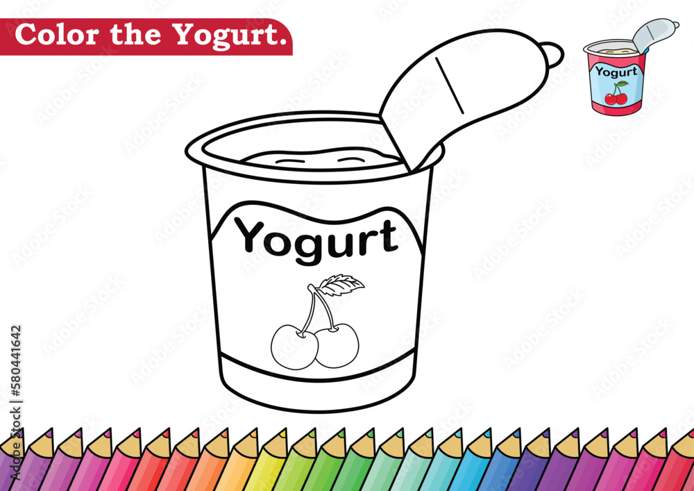Yogurt coloring page. isolated coloring book. color pages for kids ... Yogurt coloring page. isolated coloring book. color pages for kids ...