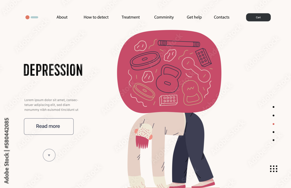 Mental disorders web template. Depression - modern flat vector ...