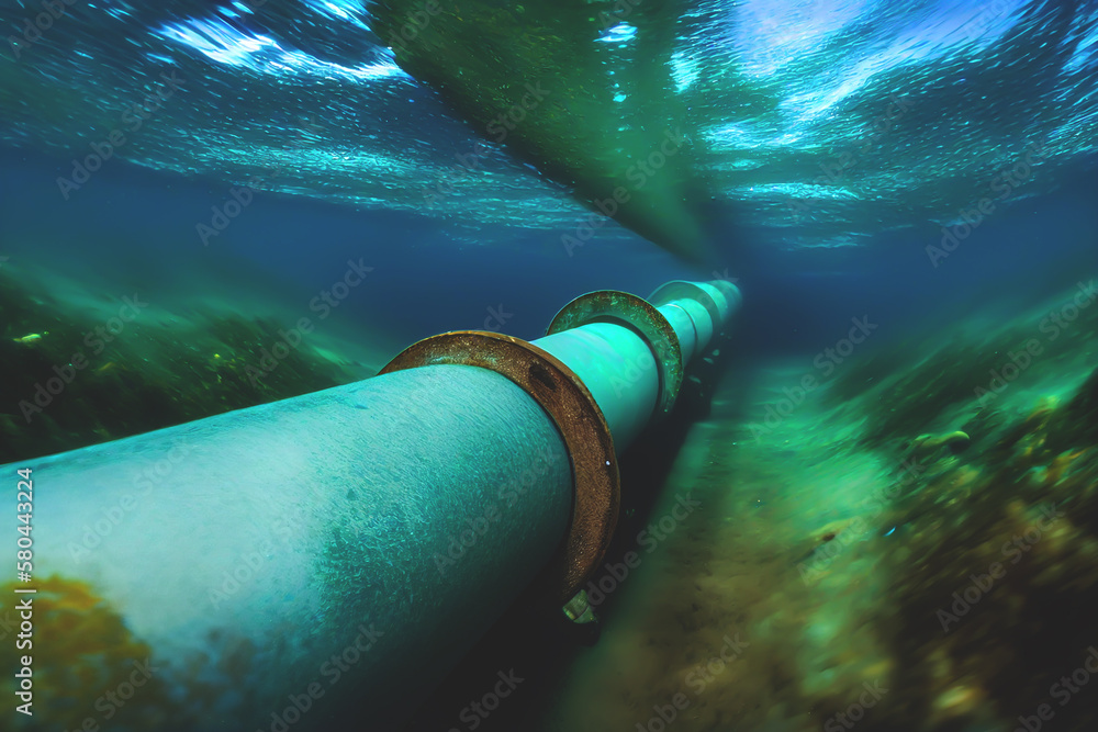 Pipeline underwater. Natural Gas Pipeline underwater. Construction Gas ...