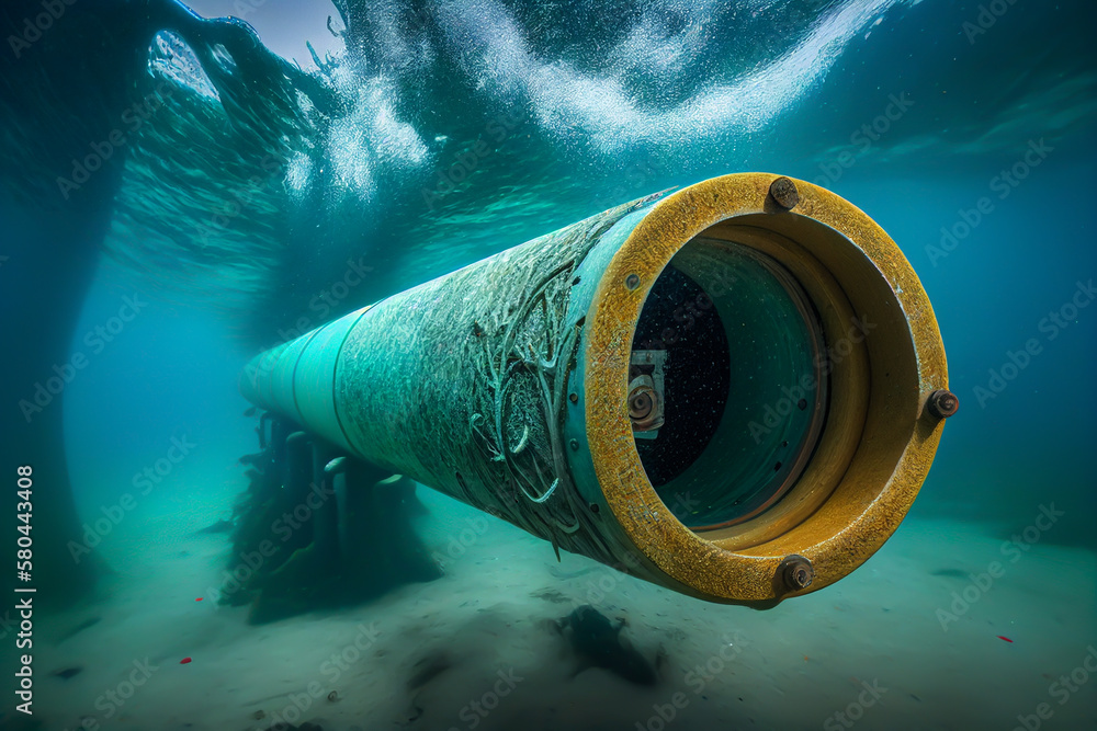 Pipeline underwater. Natural Gas Pipeline underwater. Construction Gas ...