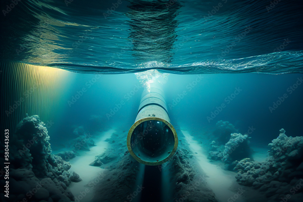 Pipeline underwater. Natural Gas Pipeline underwater. Construction Gas ...