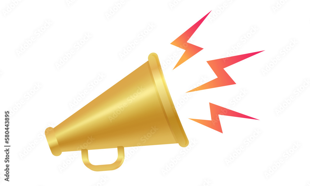 Vector icon of vintage golden megaphone for fake, breaking news or sale ...