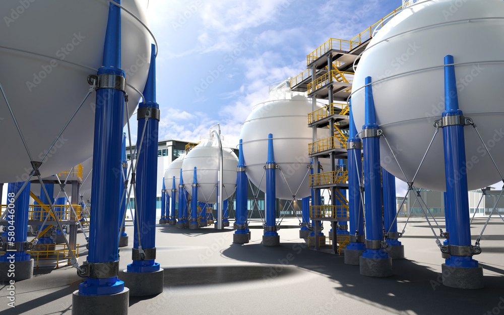 Industrial panorama of chemical production. Hydrogen renewable energy ...