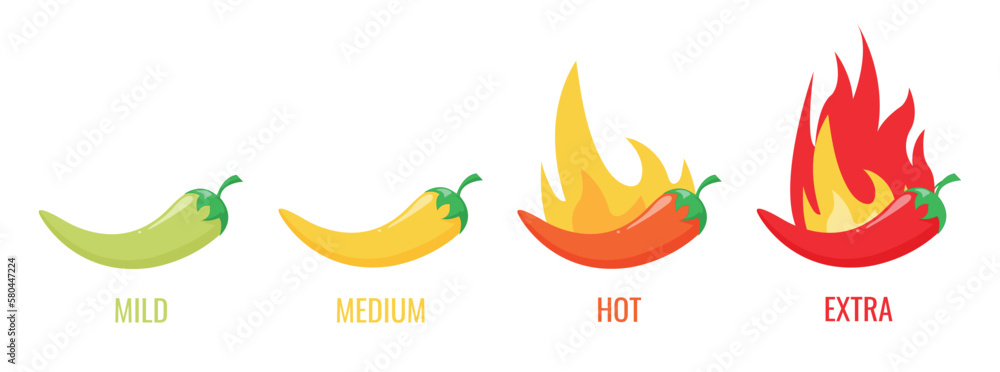 Grafika wektorowa Stock: Chili spicy meter. Paprika hot meter sign for ...